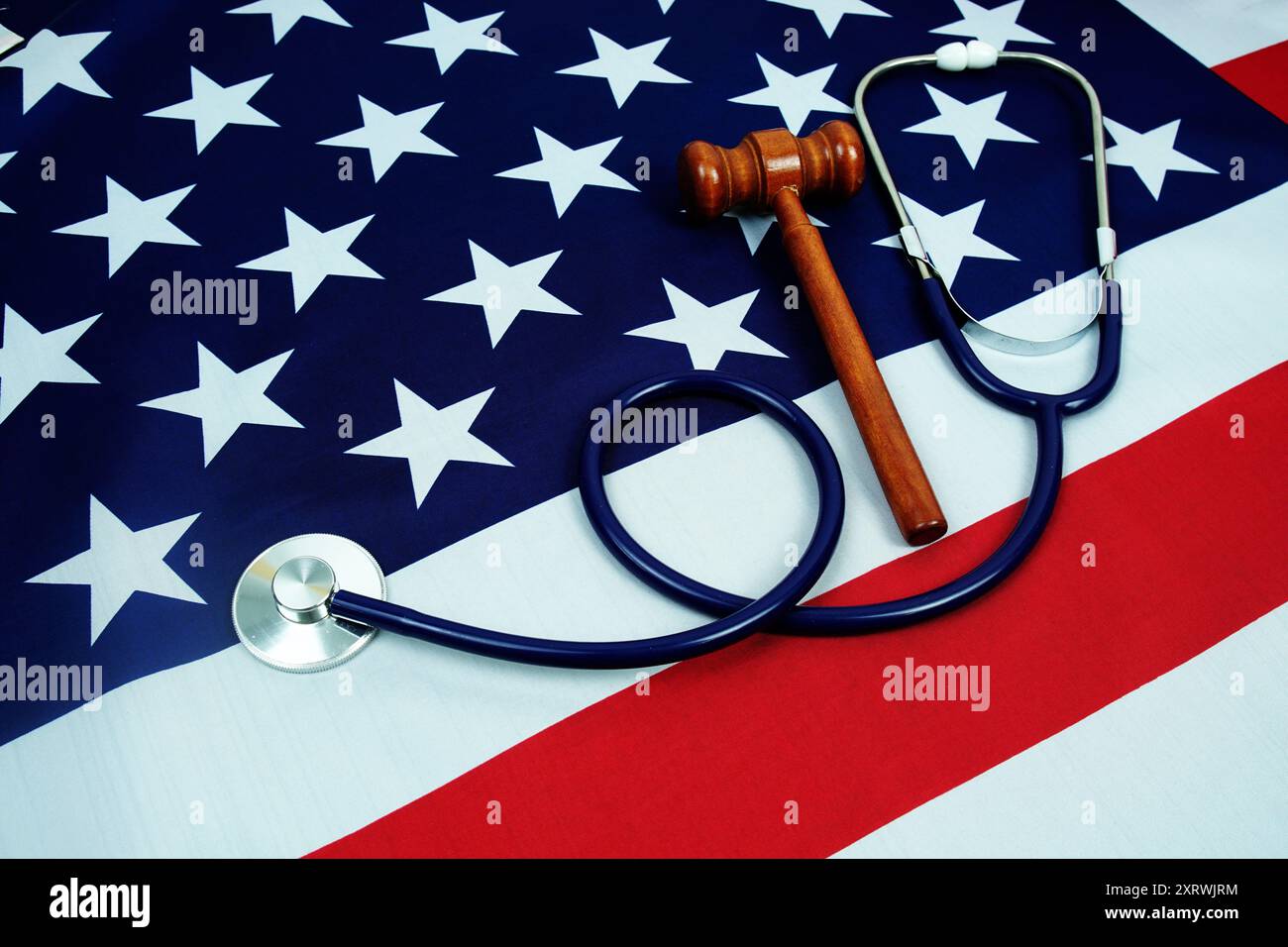 stethoscope medical equipment on usa flag health care concept Stock ...