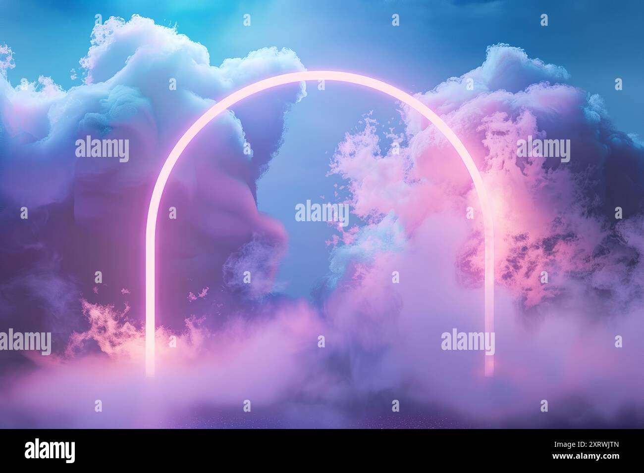 abstract minimal background, Neon glowing geometric shape arch, with ...