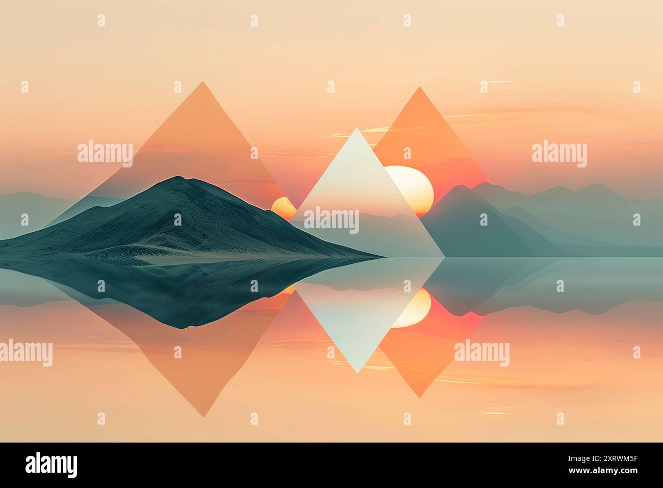 3d abstract minimalist background with 3D golden triangular pyramid and ...