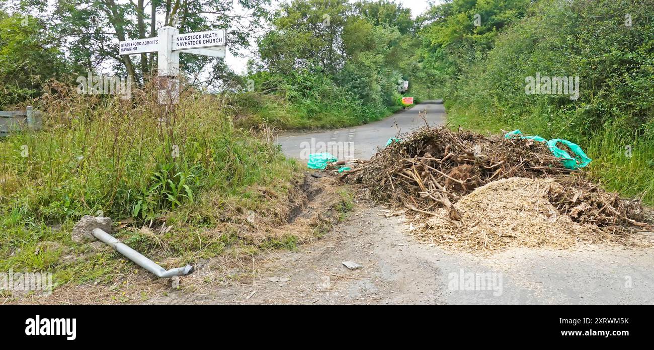 Fly tipping truck load assorted waste rubbish dumped obstructing public ...