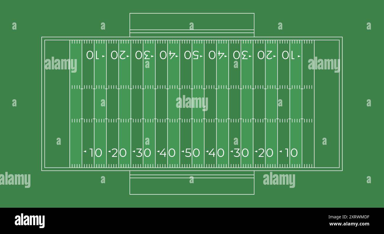 top view of football pitch. American football field. Vector ...