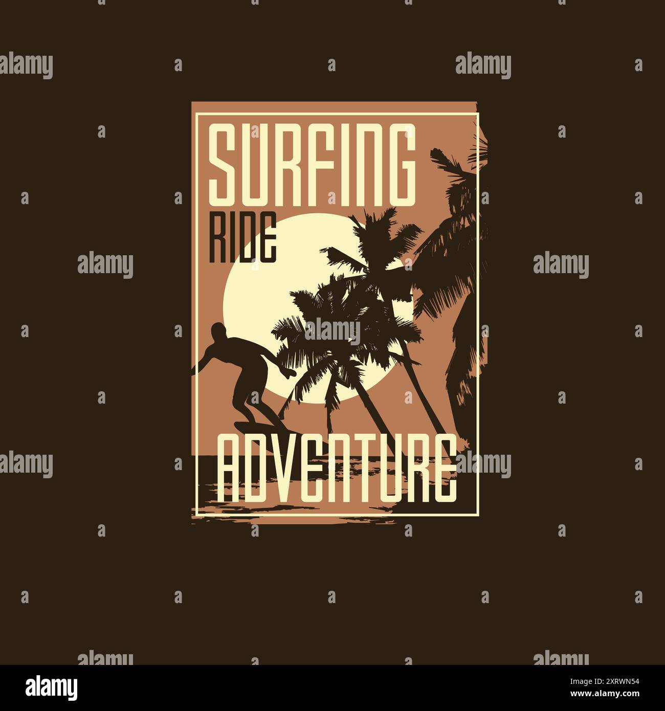 Surfing Ride adventure summer beach vintage poster graphic design Stock ...