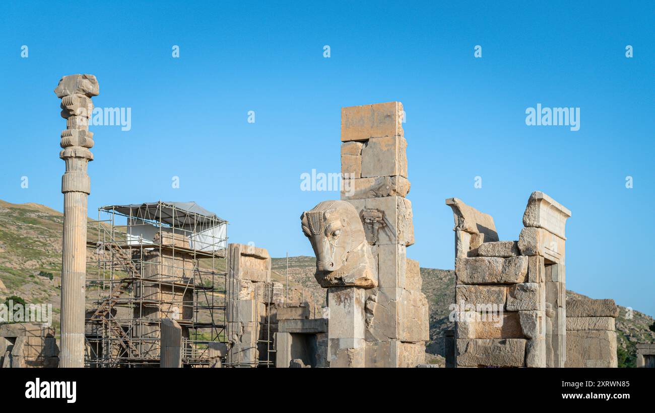 Persepolis, Iran - 3 May 2019: Scenery from ruins of Persepolis, the ...