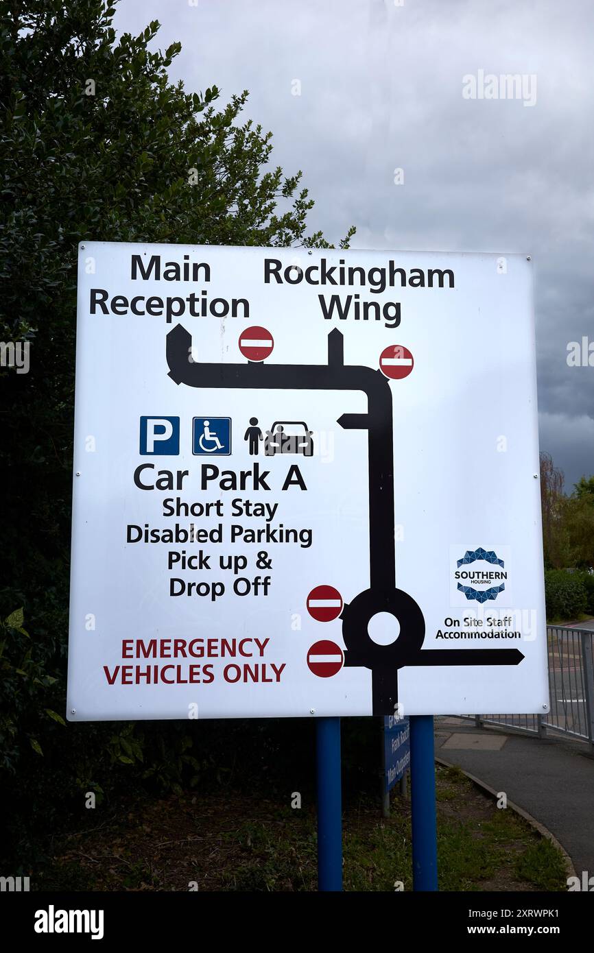 Directions at the NHS general hospital (KGH) in Kettering, England ...