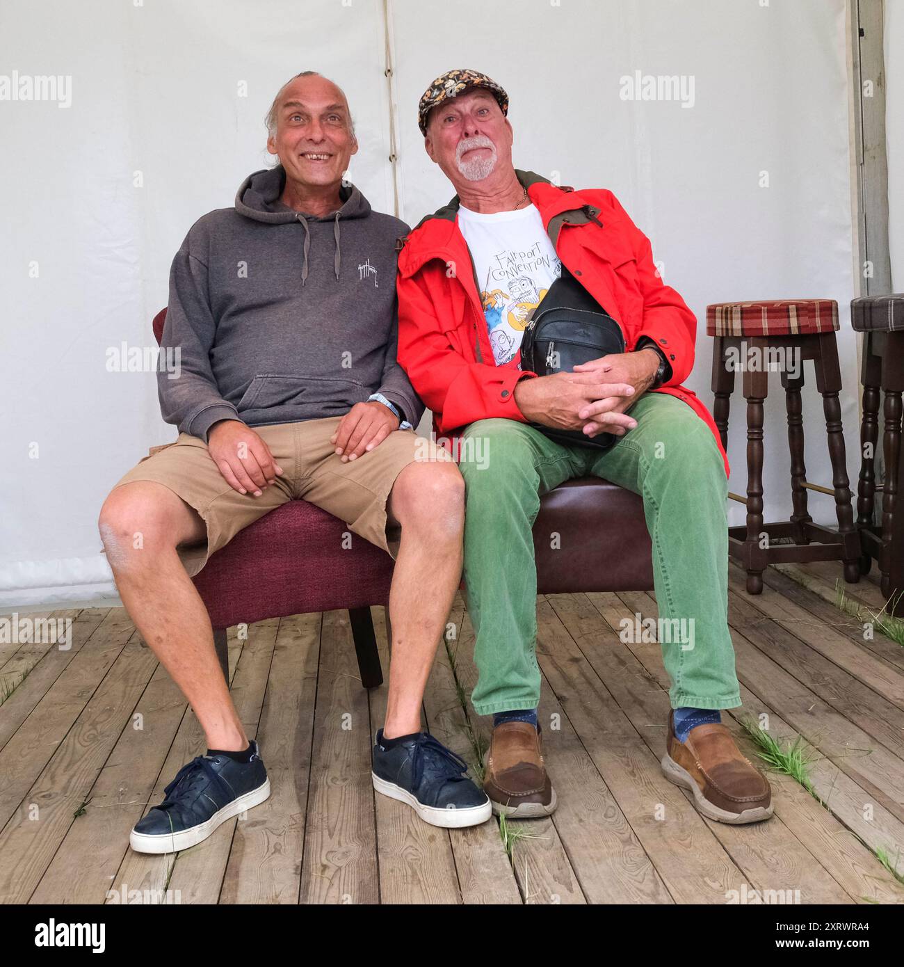 Matt Pegg and his father Dave Pegg pose backstage at Fairport's ...