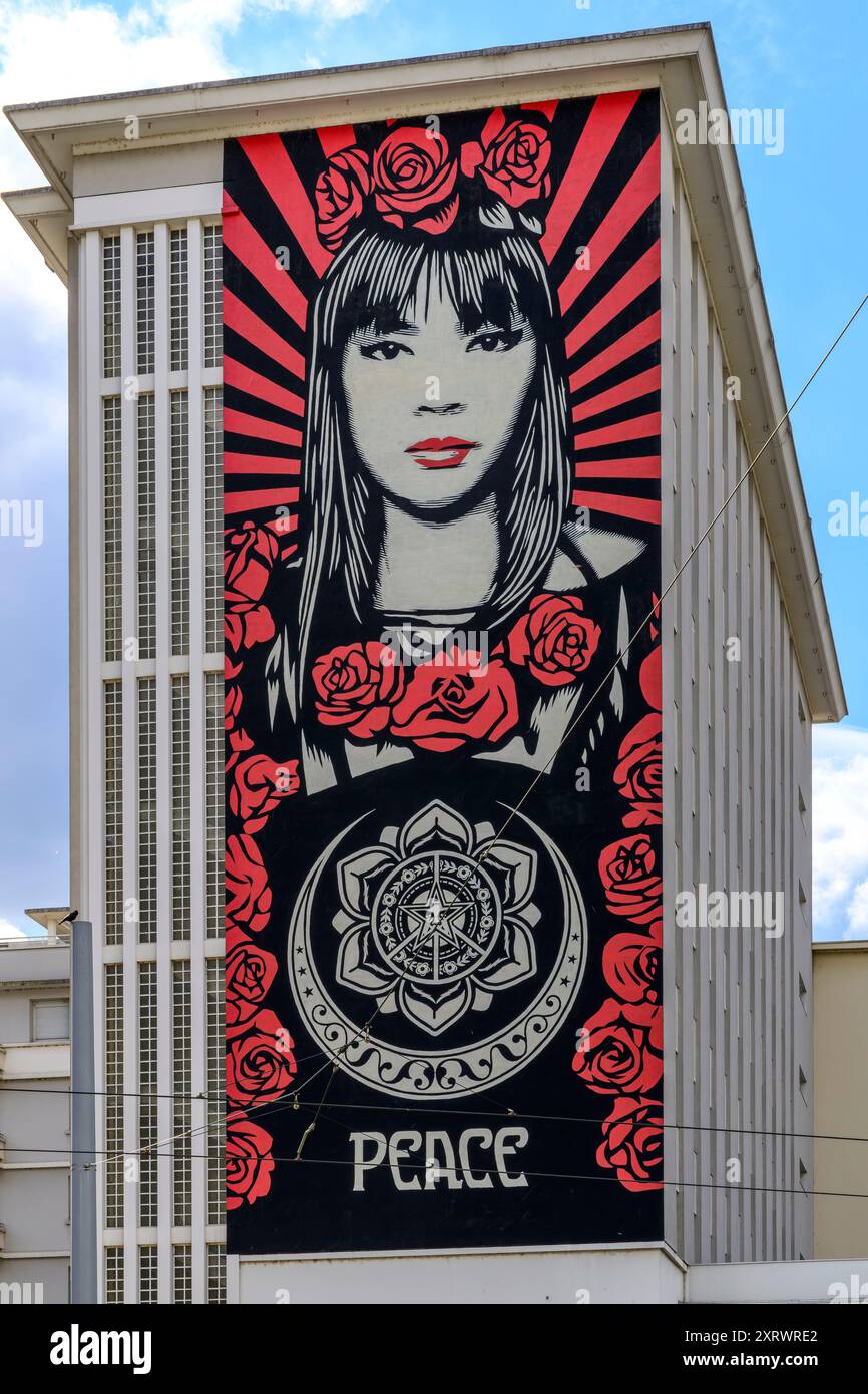 Giant mural called Rose Girl by American artist Shepard Fairey ...