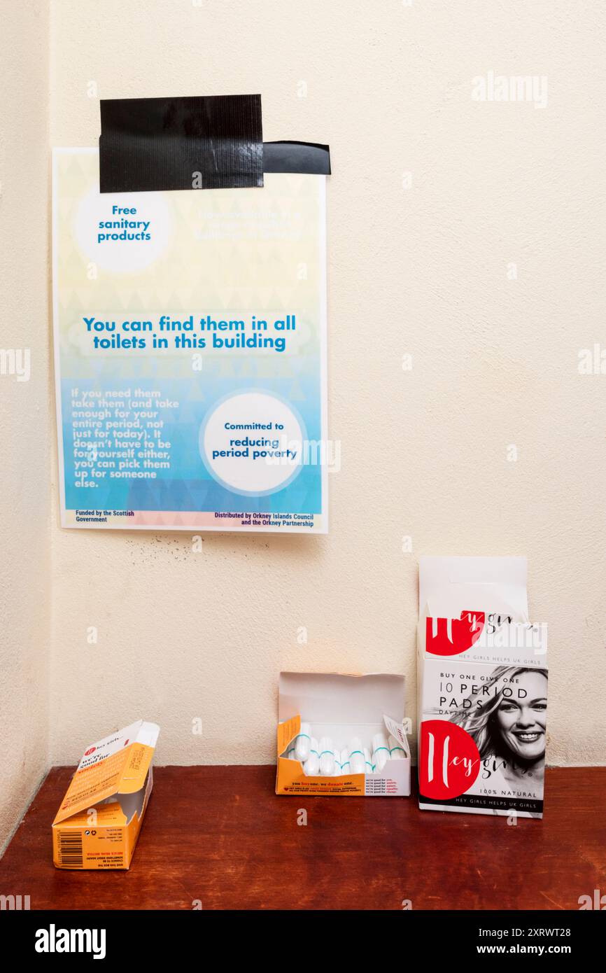Free sanitary products in a Ladies toilet on Orkney, Scotland Stock ...