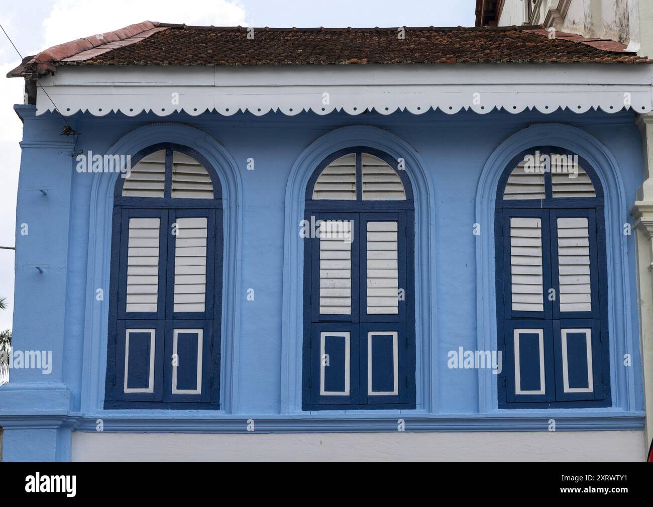 Blue heritage house in the old town, Perak, Ipoh, Malaysia Stock Photo ...
