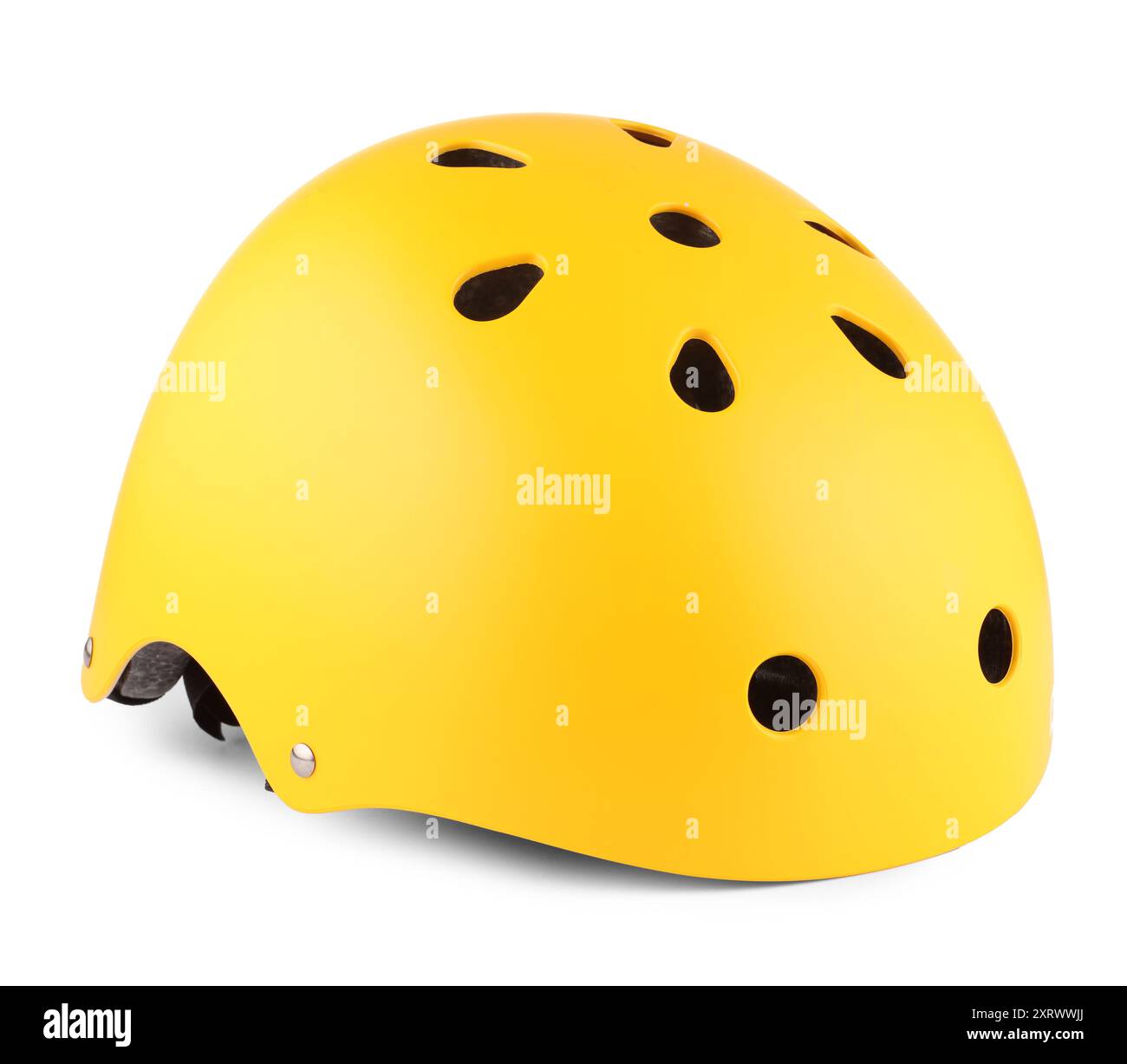 One yellow protective helmet isolated on white Stock Photo - Alamy
