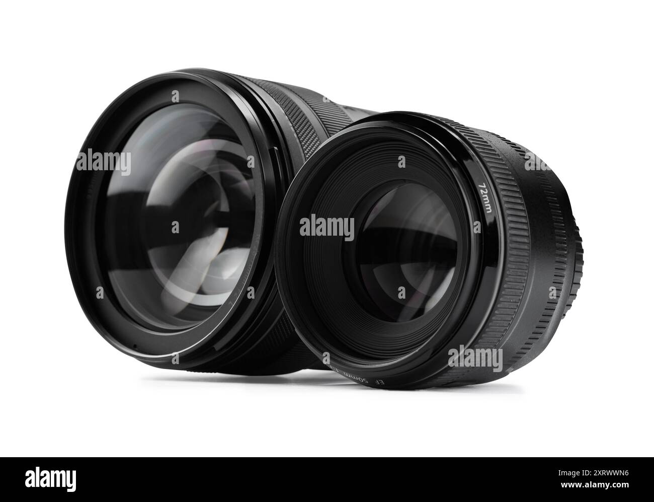 Camera lens isolated on white. Photographer's equipment Stock Photo - Alamy