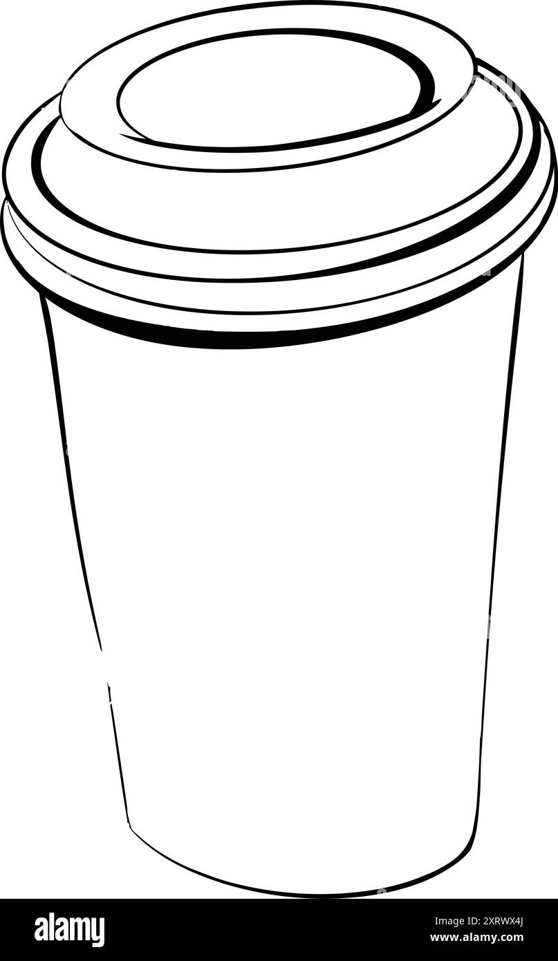 Vector Paper cup of coffee . French pastry dessert. Design of postcards ...