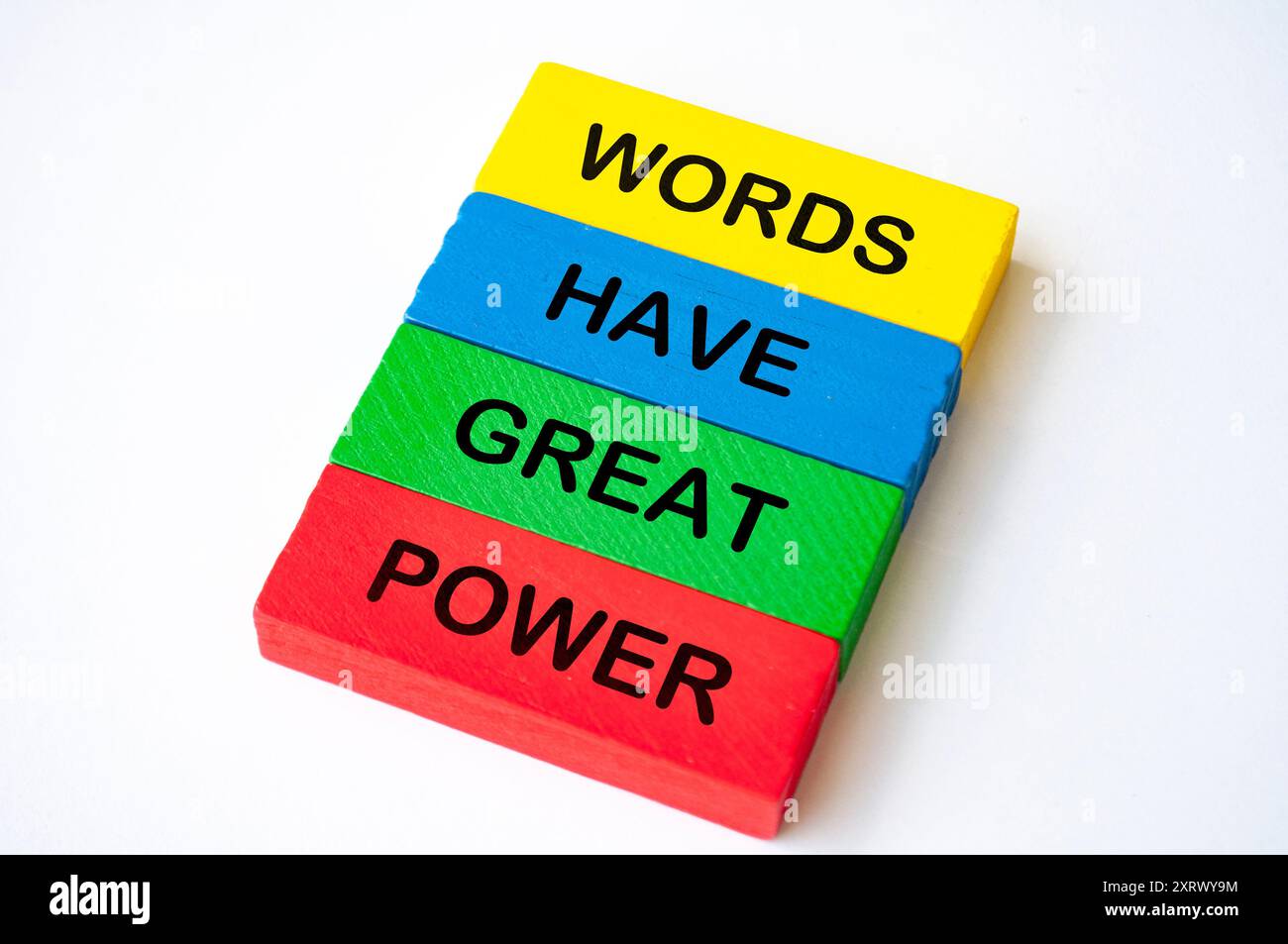 Words have great power text on multicolored wooden blocks on white ...