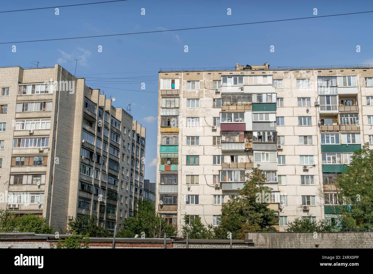 The old Russian residential apartment building, typical Soviet ...
