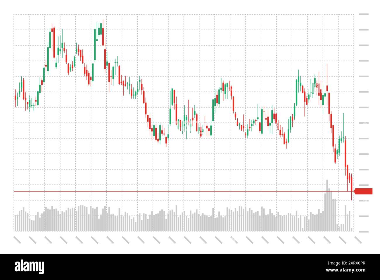 Stock market trading technical analysis bar chart fall. Business ...