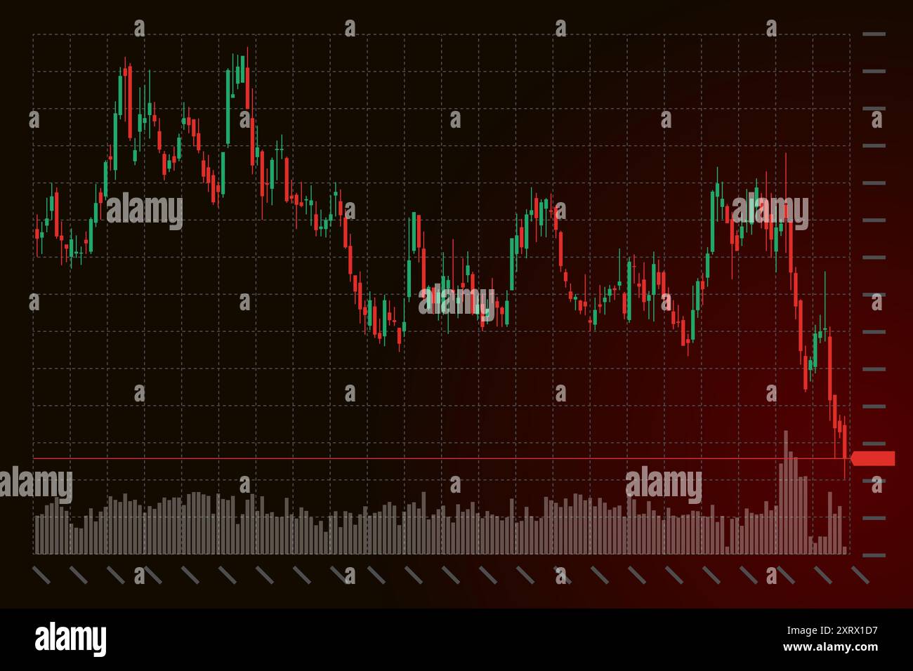Stock market trading technical analysis bar chart fall. Business ...