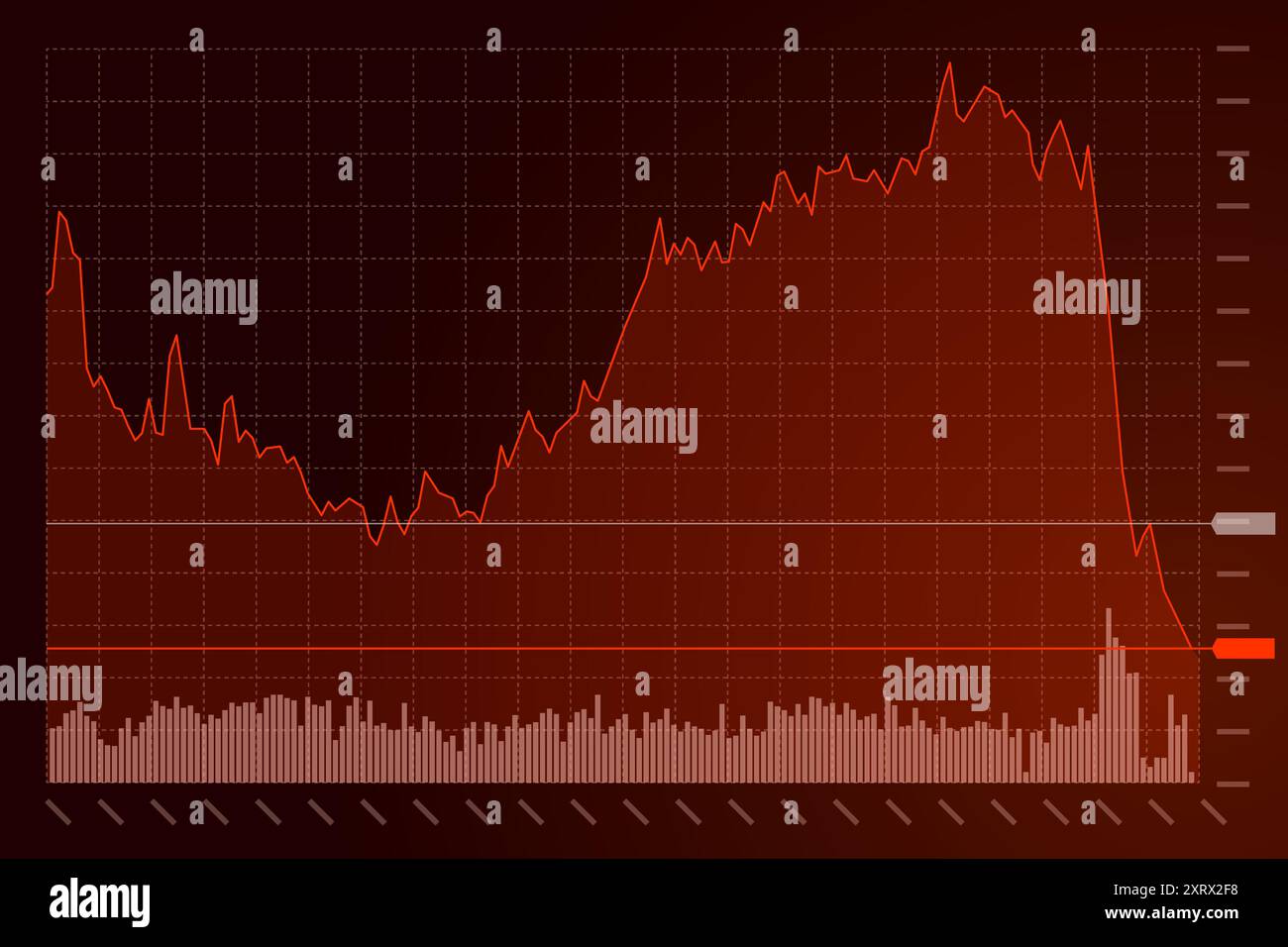 Stock market trading technical analysis bar chart fall. Business ...