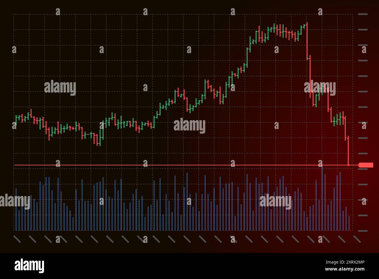 Stock market trading technical analysis bar chart fall. Business ...