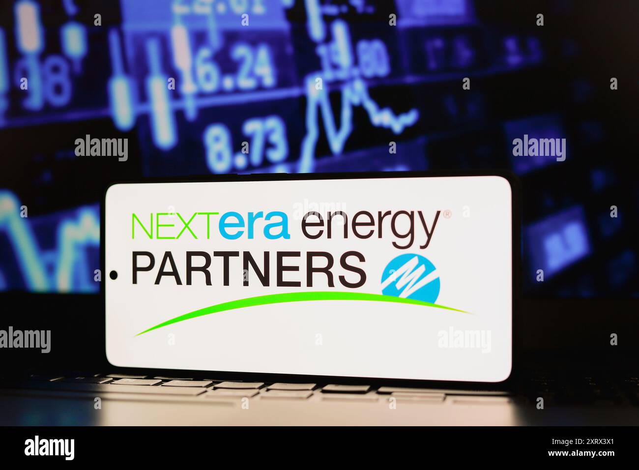 Paraguay. 12th Aug, 2024. In this photo illustration, the NextEra Energy Partners LP logo is ...