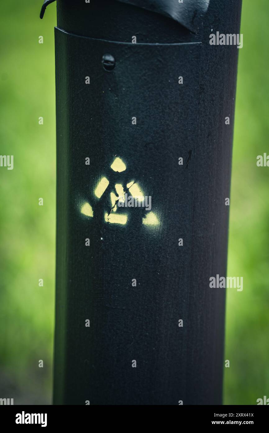 Power transmission support, high voltage designations on the support ...