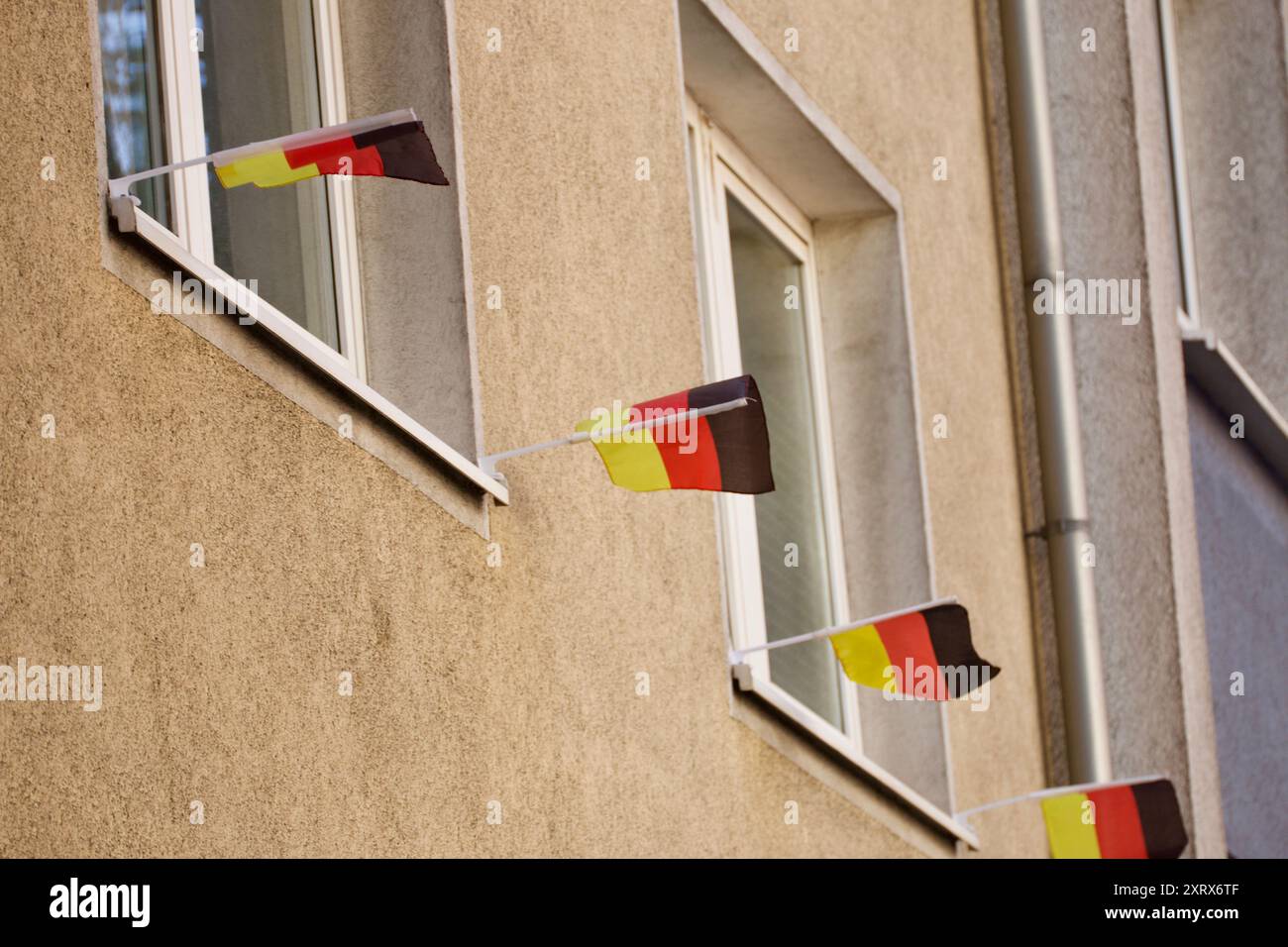 Frankfurt am Main, Germany. German flags in windows Stock Photo - Alamy