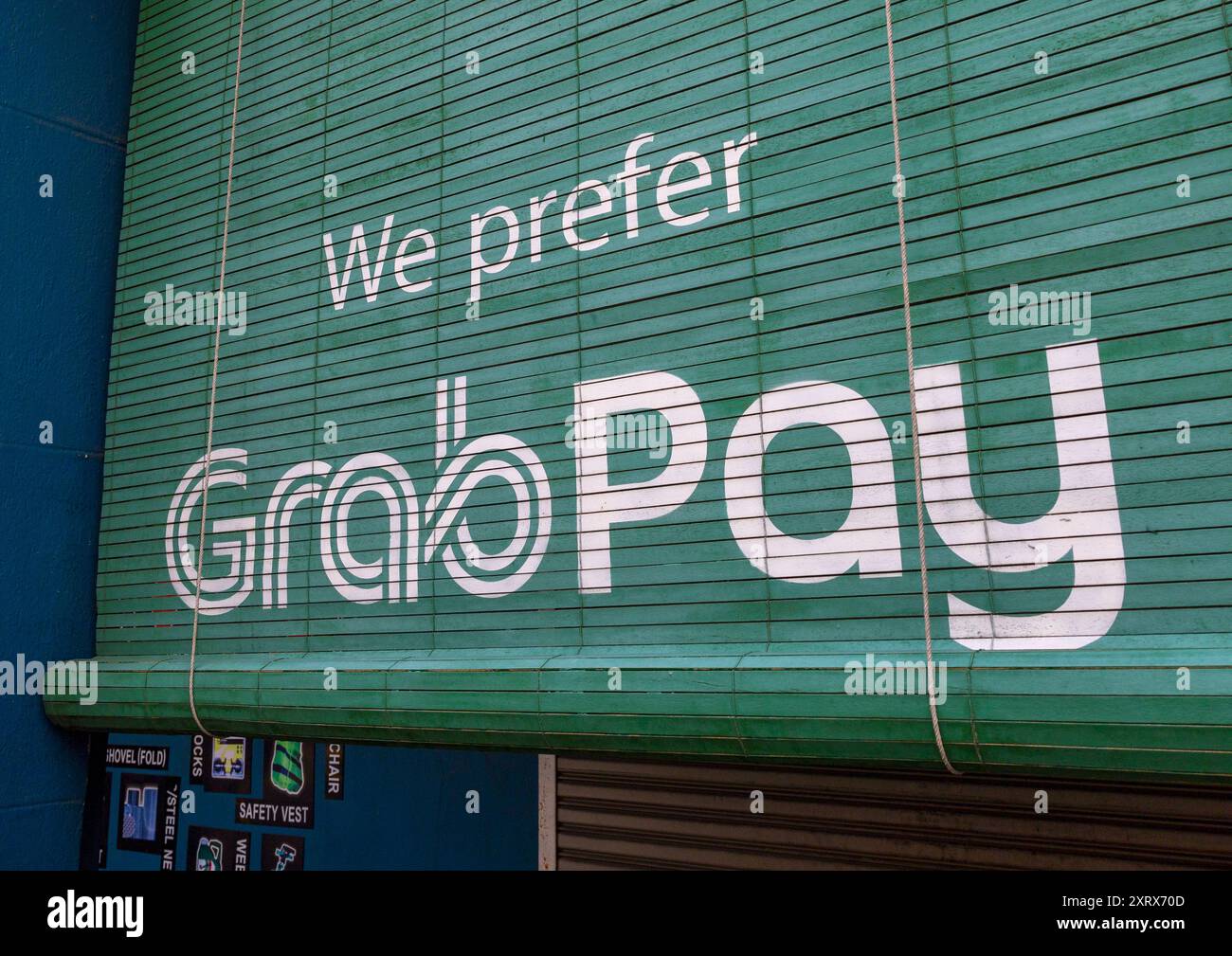 Grab pay advertisement on a curtain house, Perak, Ipoh, Malaysia Stock ...