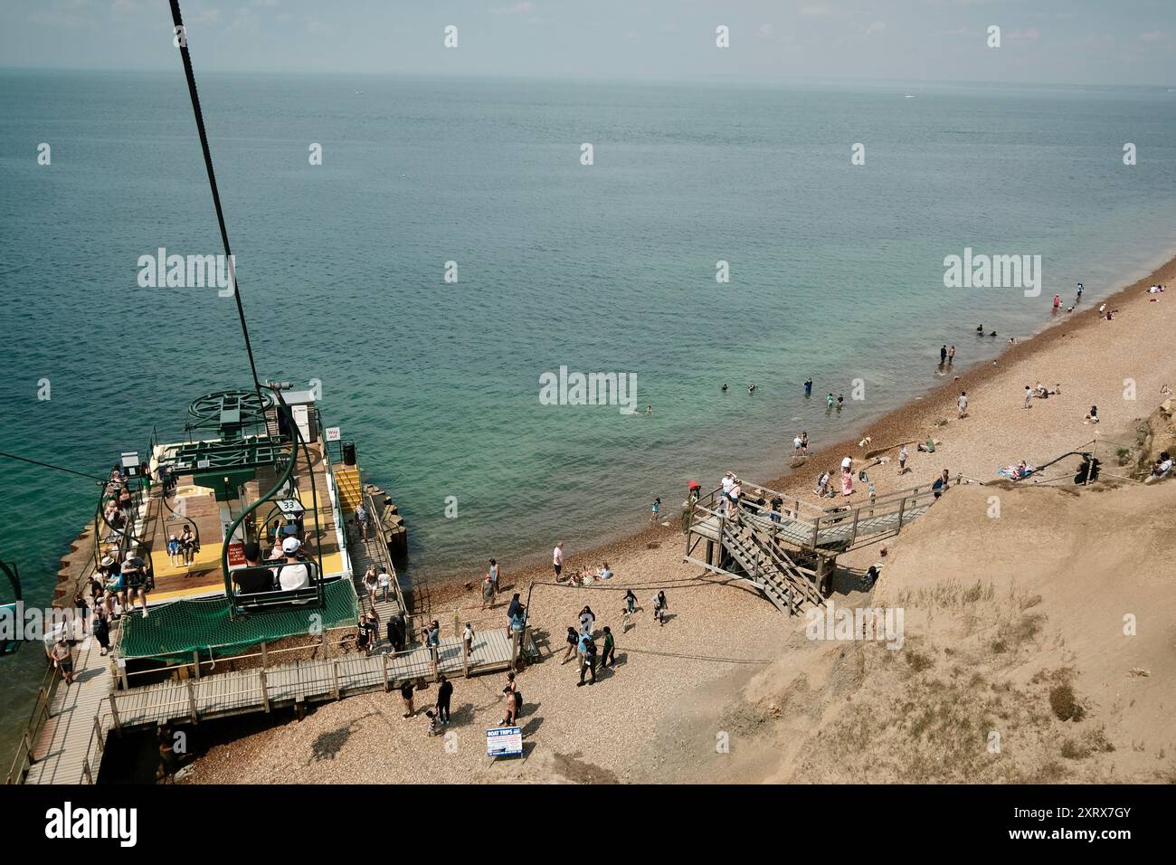 The chair lift to the Needles at Alum Bay on the Isle of Wight, UK ...