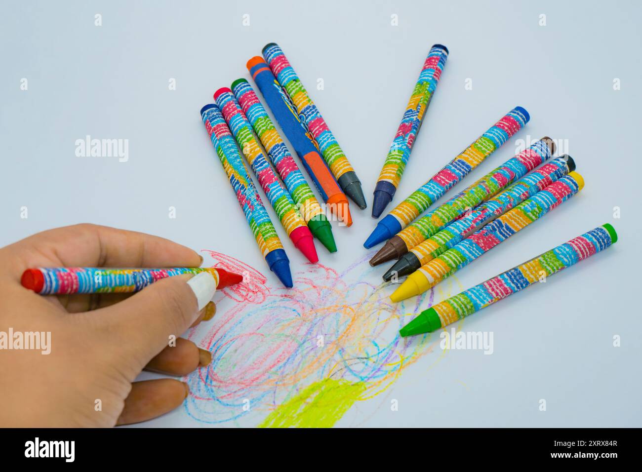 Multi Colored Crayon Pencils for Art Drawing Kids Colorful Wax Isolated ...