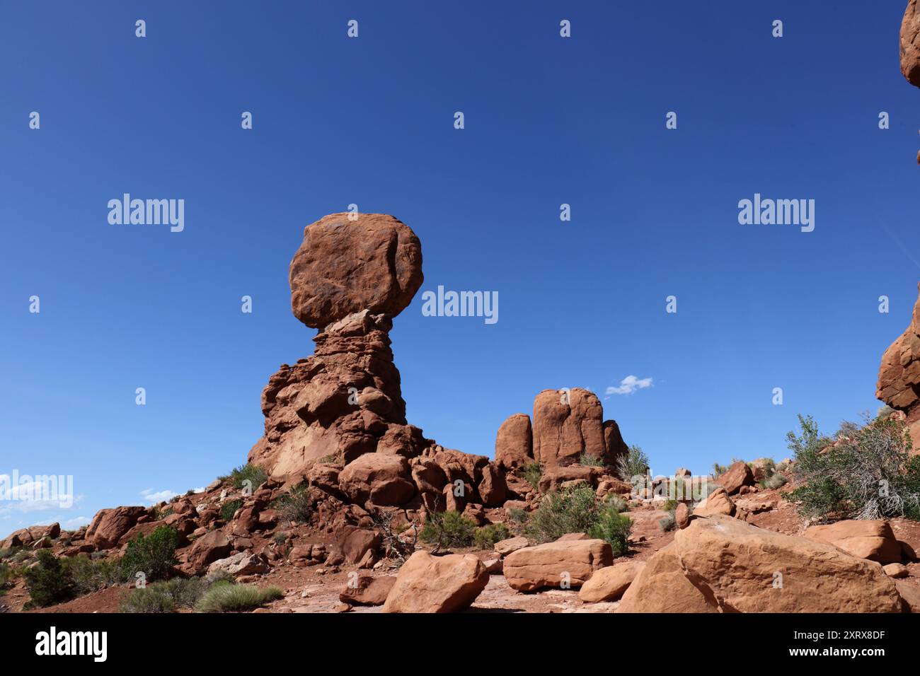 The desert landscape of Arches National Park, with rock formations ...