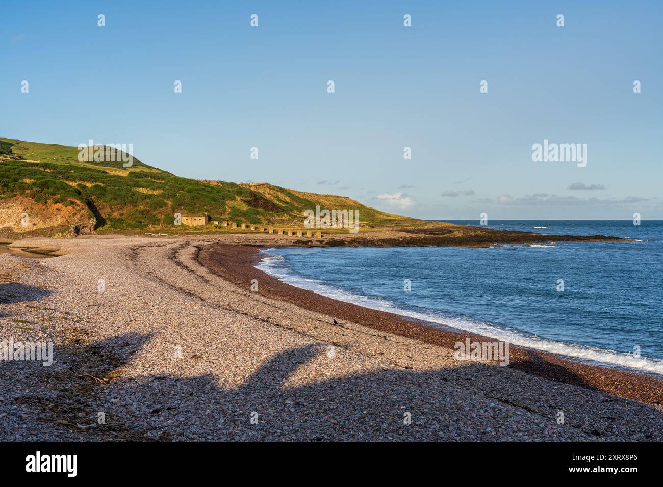 The beach and North Sea coast in Inverbervie, Aberdeenshire, Scotland ...