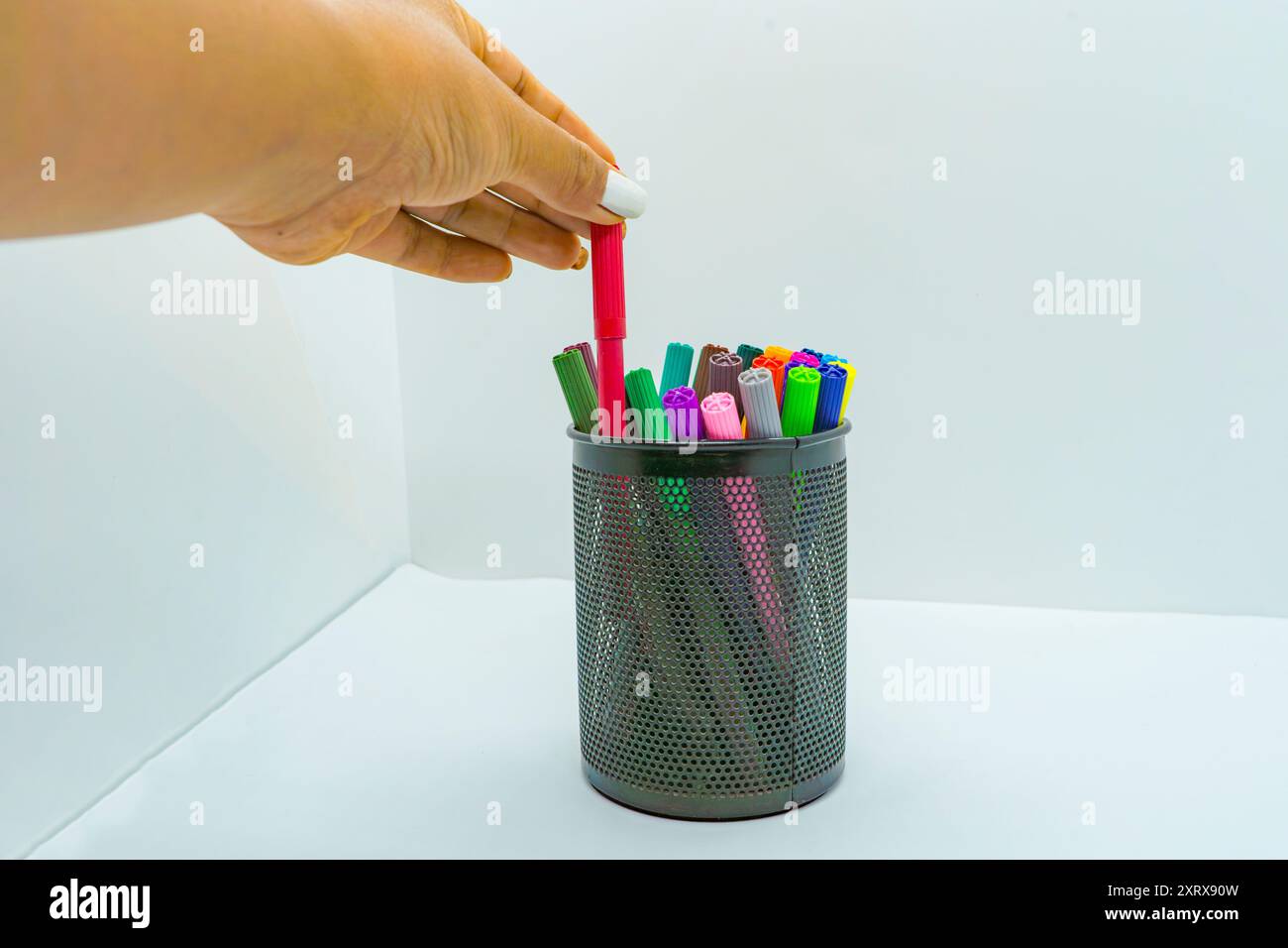 Colorful Sign Pens Mocku p in an Office Setting Isolated White ...