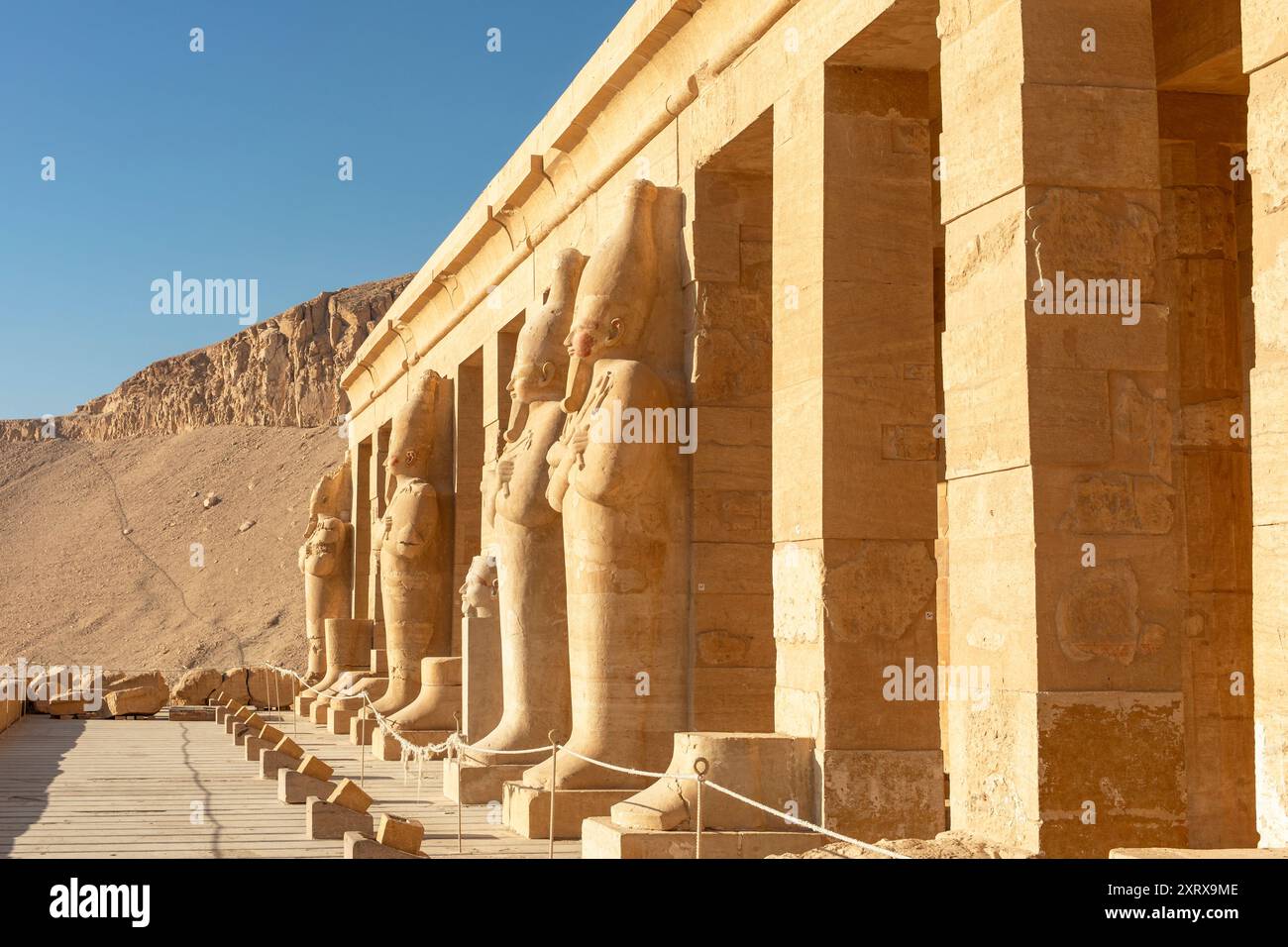 The colossal statues of Osiris stand guard at Hatshepsut's mortuary ...