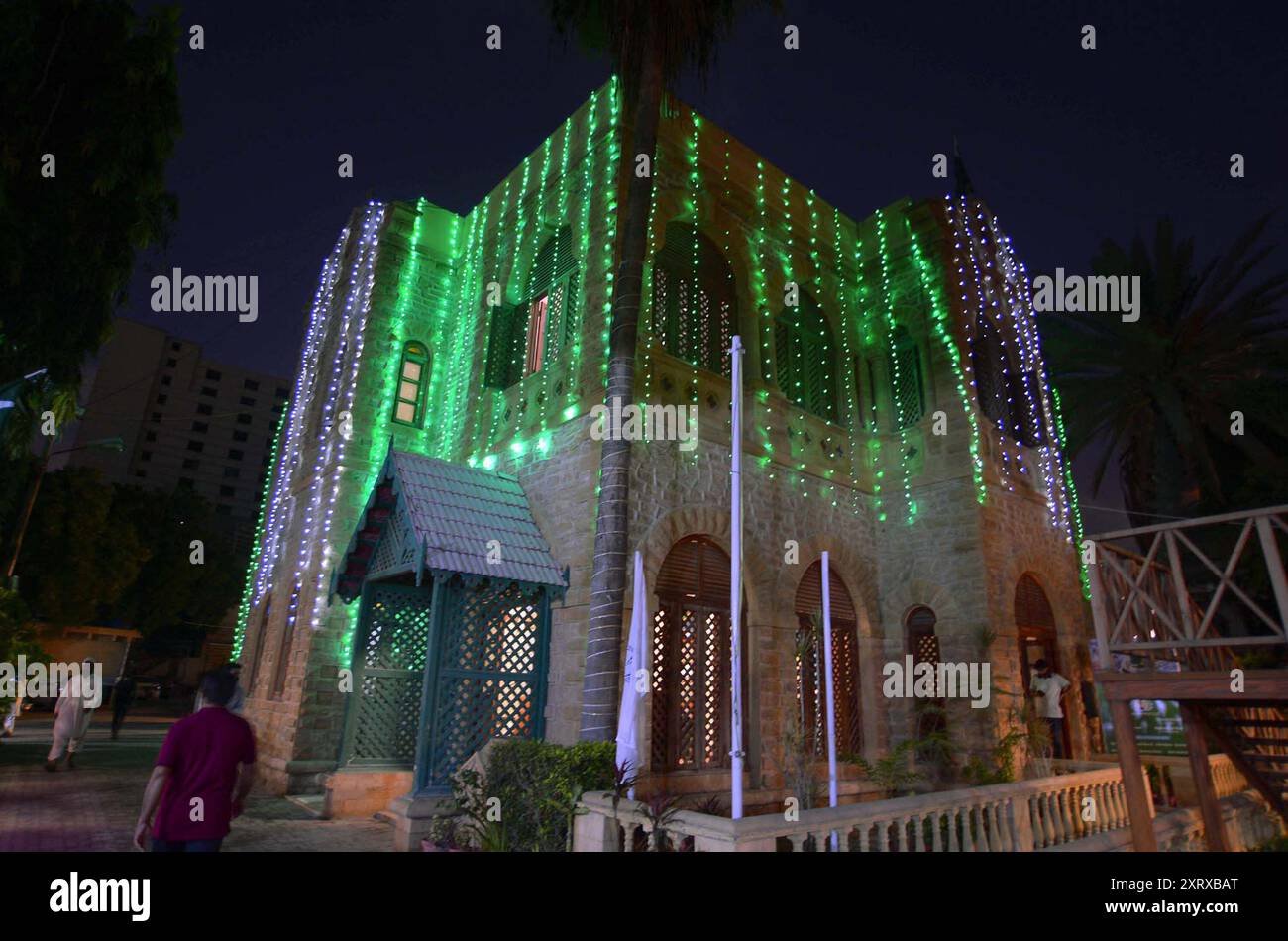 KARACHI, PAKISTAN, AUG 12: A beautiful illuminated view of lighting at ...