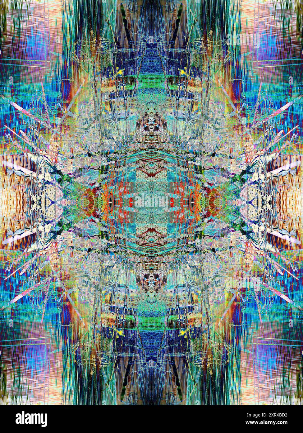 A vision of abstract beauty in nature - sun, reflection and reeds on ...