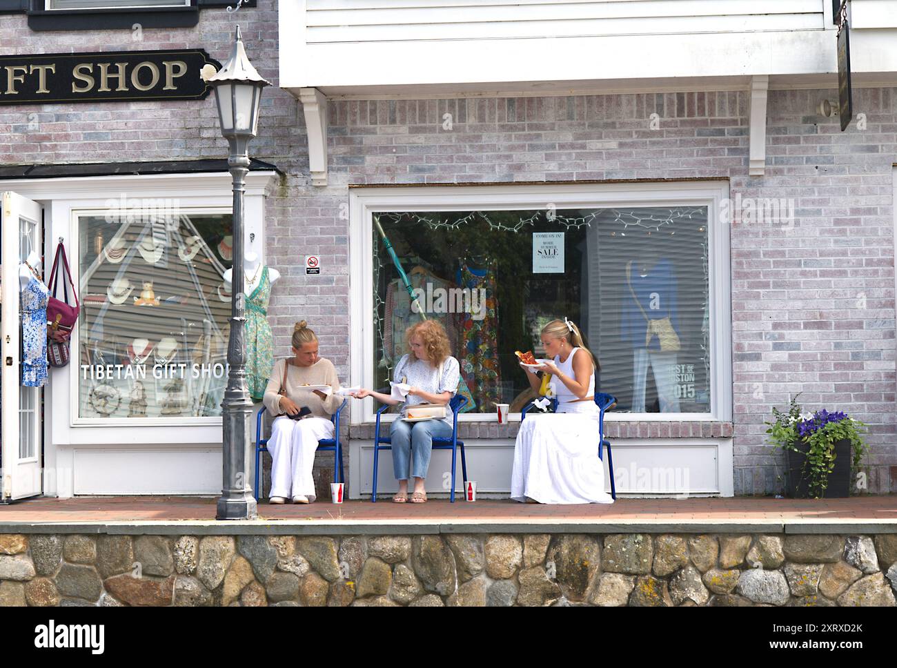 Shoppers relaxing in downtown, Chatham, Massachusetts (Cape Cod Stock ...