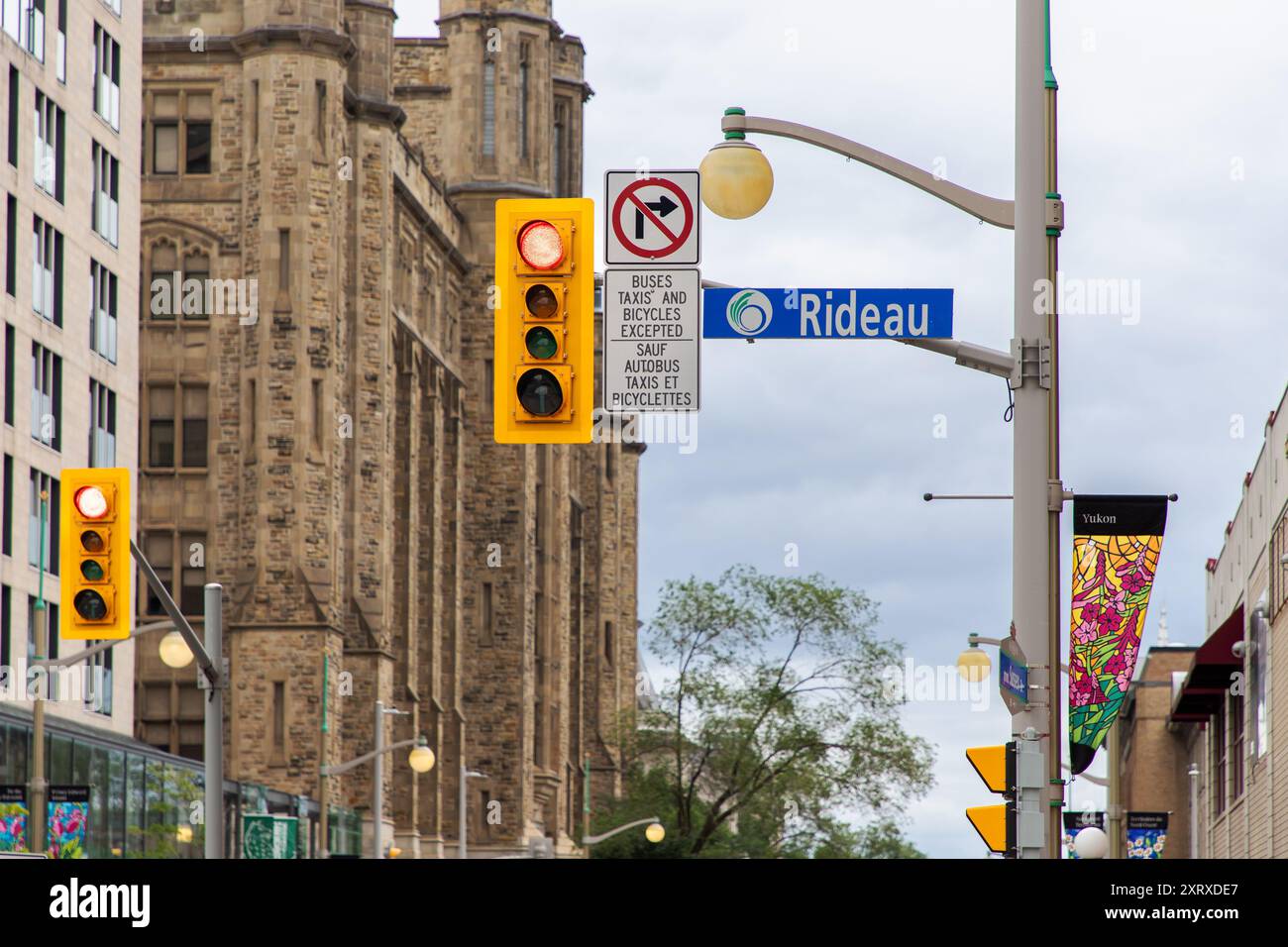 Ottawa, Canada - July 18, 2024: Street sign of Rideau St. on traffic ...