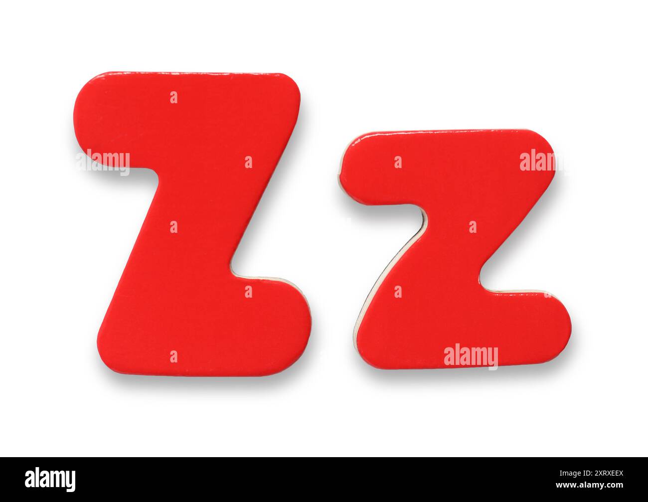 Uppercase and lowercase red magnetic letter Z isolated white Stock Photo - Alamy