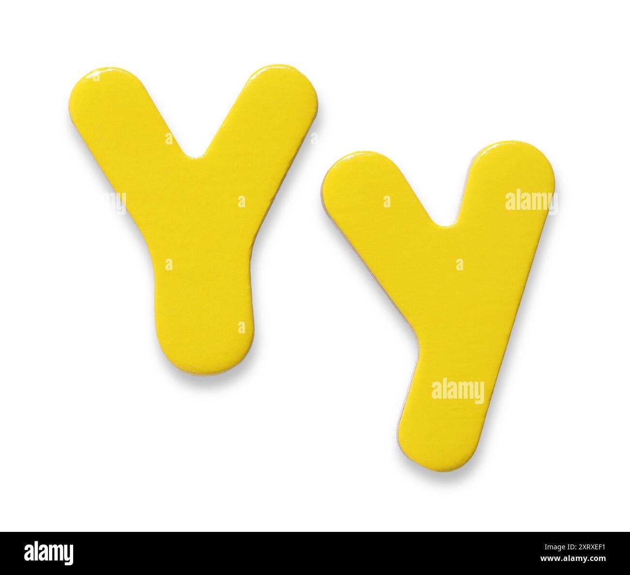 Uppercase and lowercase yellow magnetic letter Y isolated white Stock ...