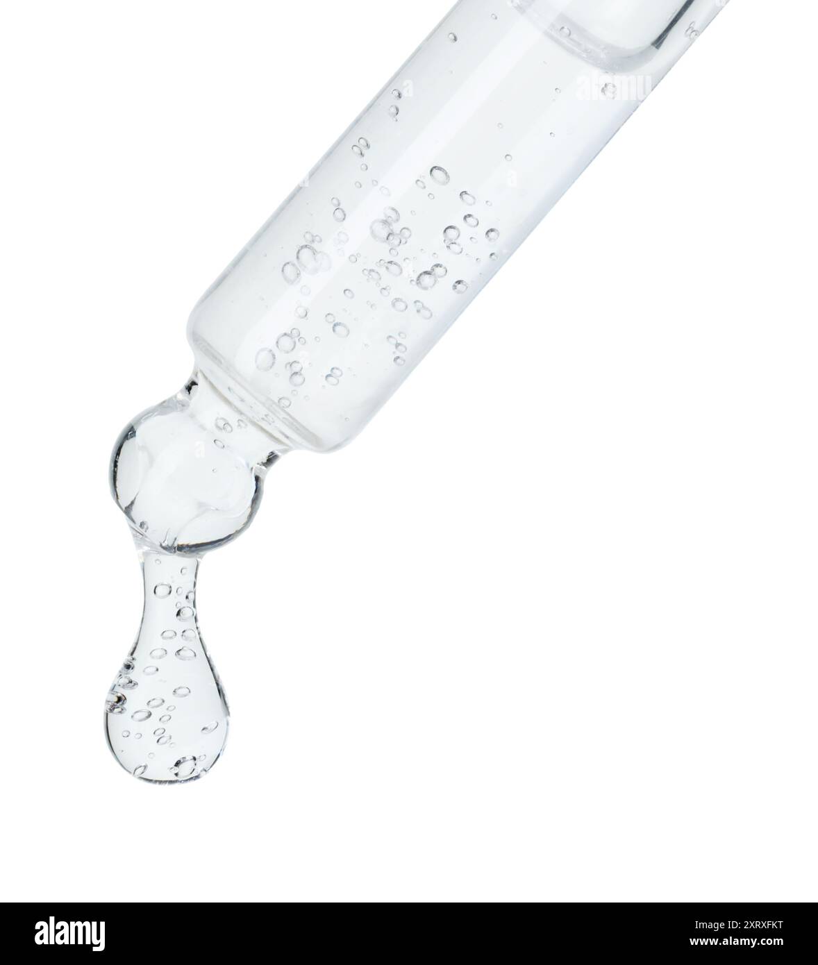Dripping cosmetic serum from pipette on white background Stock Photo ...