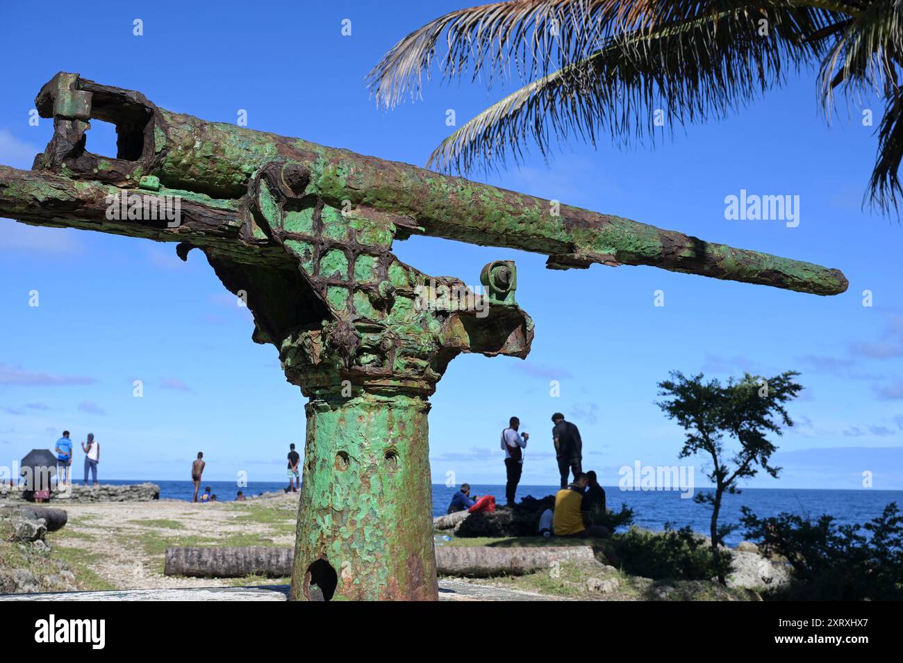 PAPUA NEW GUINEA, town Madang, Bismarck Sea, machine gun beach, rusted ...