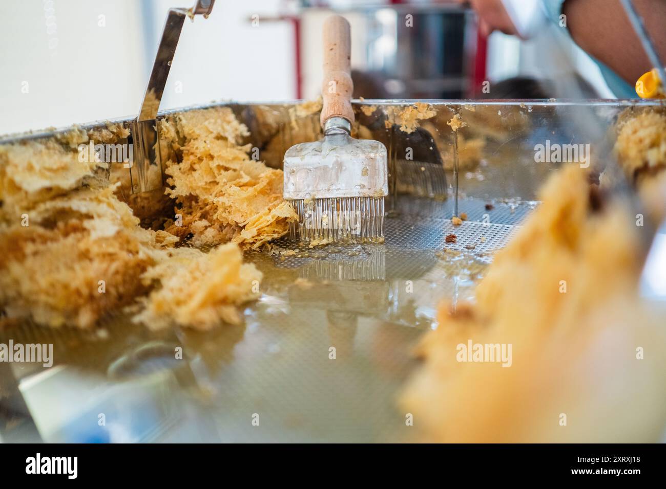 Capping Scratcher in a Metal Decapping Tray with Beewax and Honey ...
