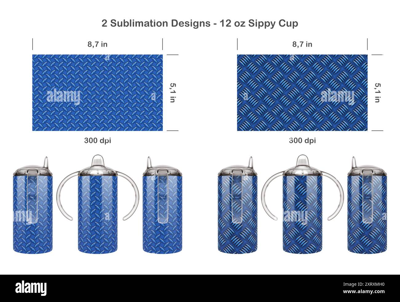 Set of 2 Diamond metal plate patterns. Seamless sublimation template ...