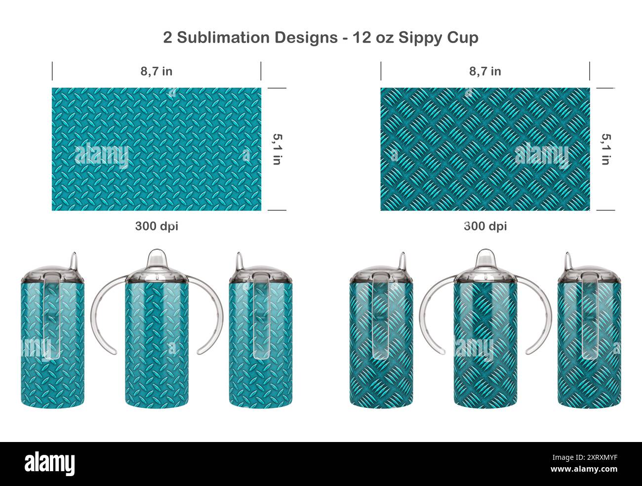 Set of 2 Diamond metal plate patterns. Seamless sublimation template ...