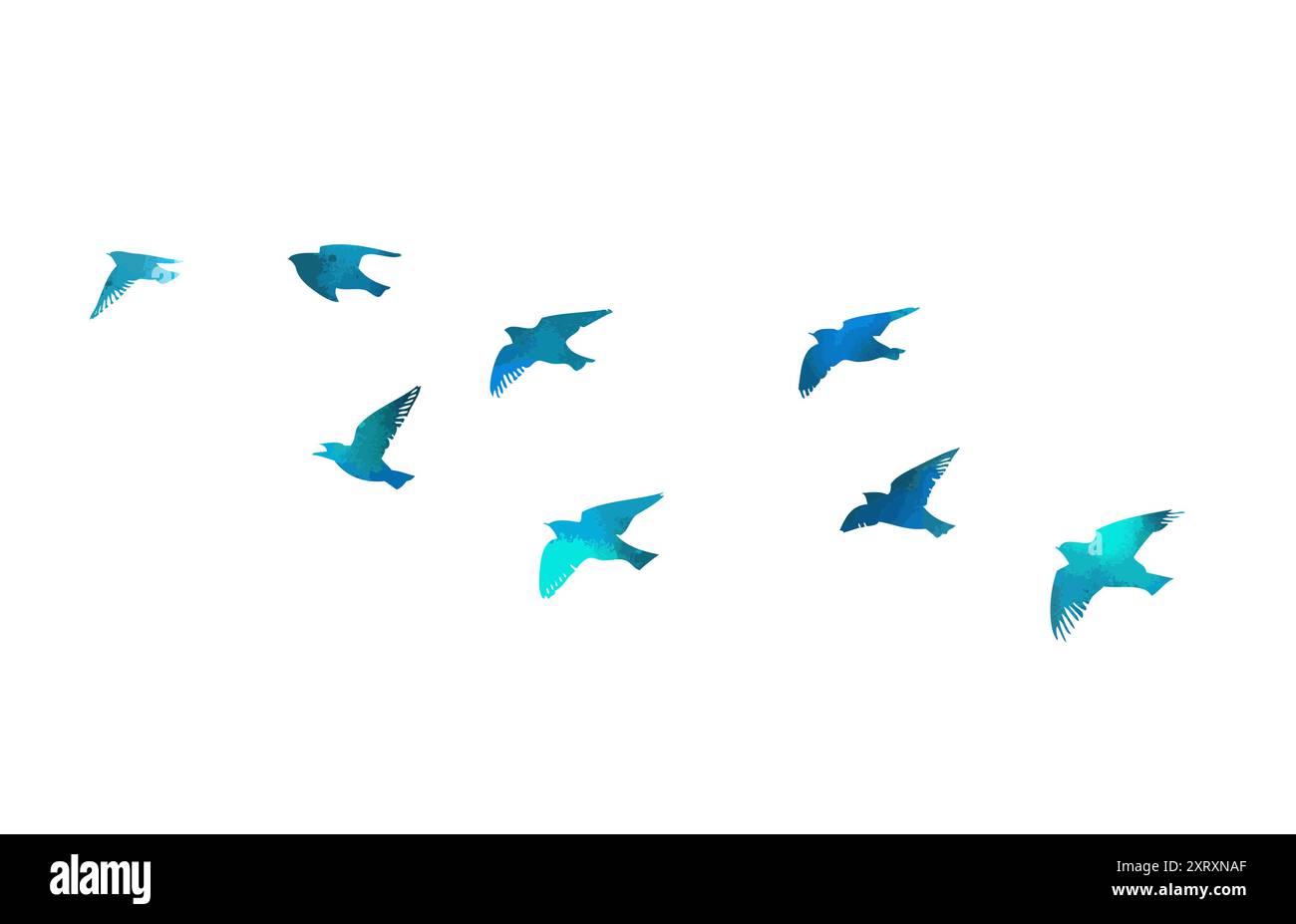 A flock of blue birds. hand drawing. Not AI. Vector illustration Stock ...