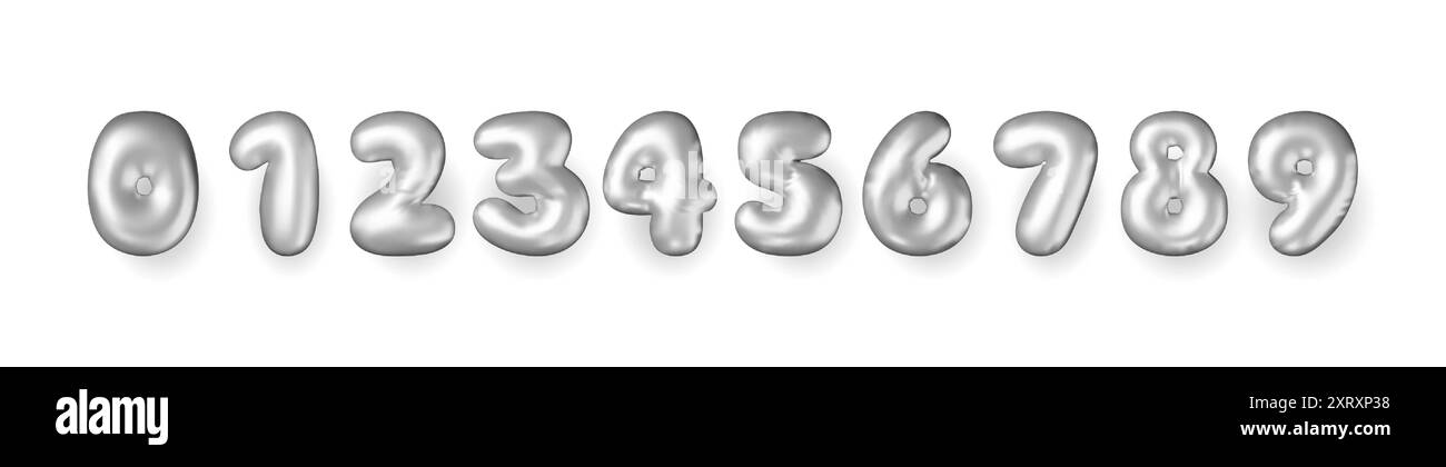 3D silver balloon numbers set isolated Stock Vector Image & Art - Alamy