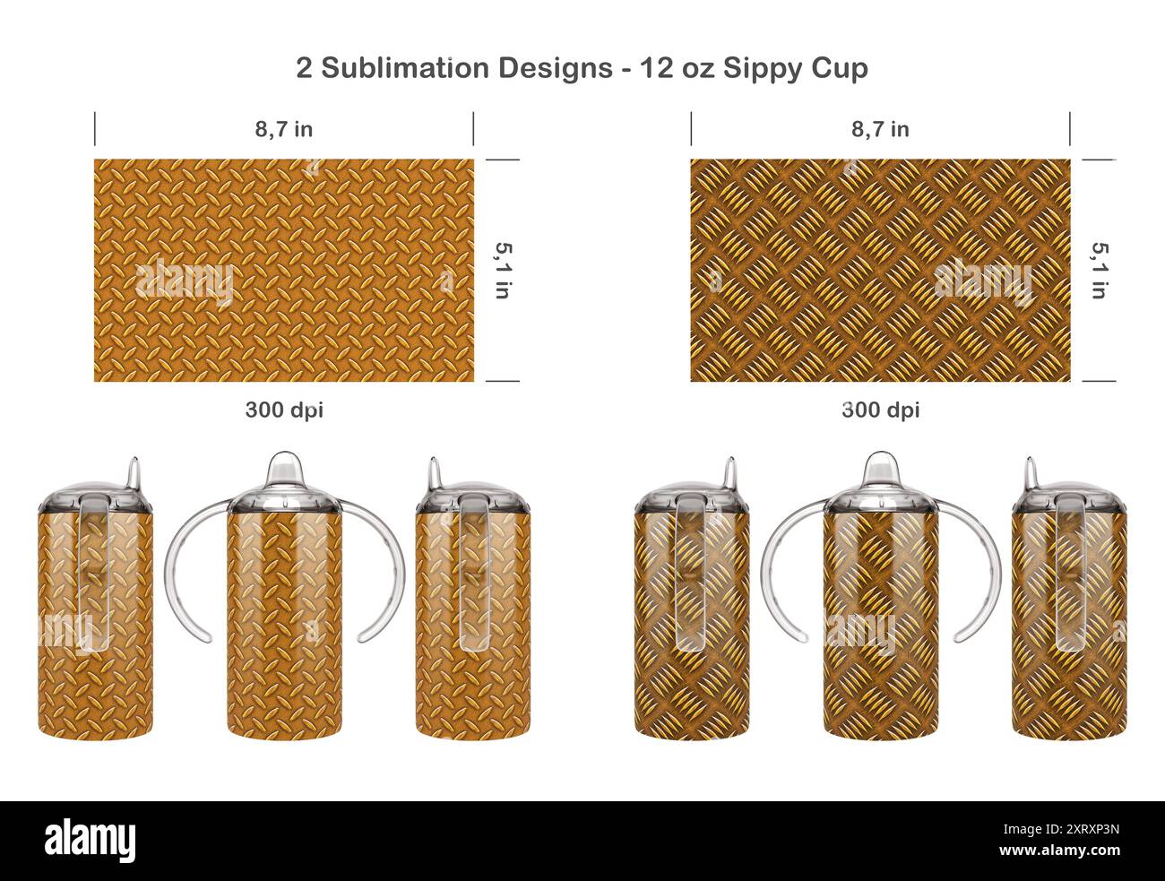 Set of 2 Diamond metal plate patterns. Seamless sublimation template ...