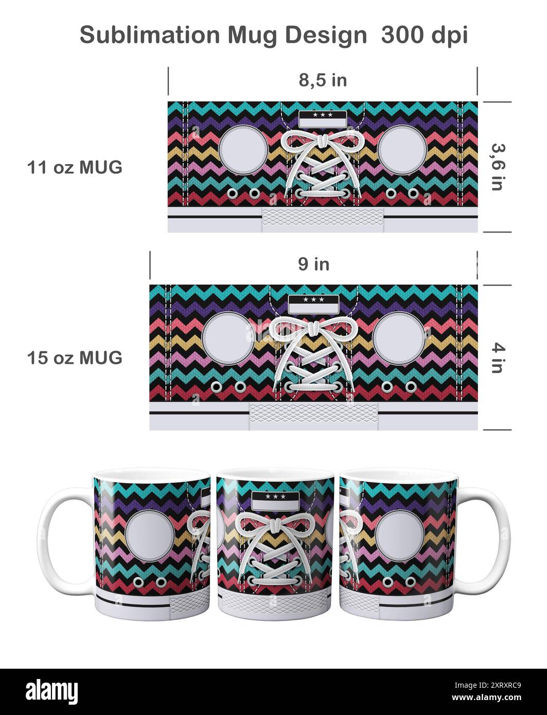 Trendy sneakers pattern for sublimation 11 oz and 15 oz mug ...