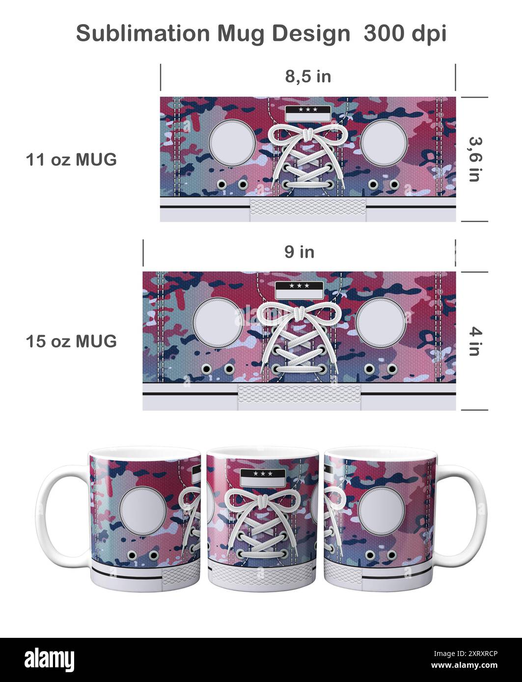 Trendy sneakers pattern for sublimation 11 oz and 15 oz mug ...