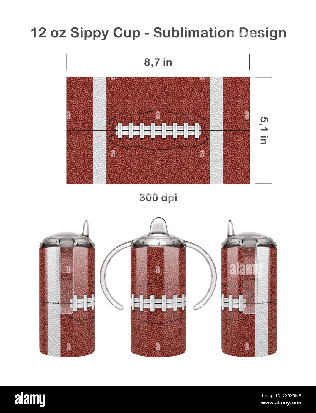 Football seamless sublimation template for 12 oz Kids Sippy Cup ...
