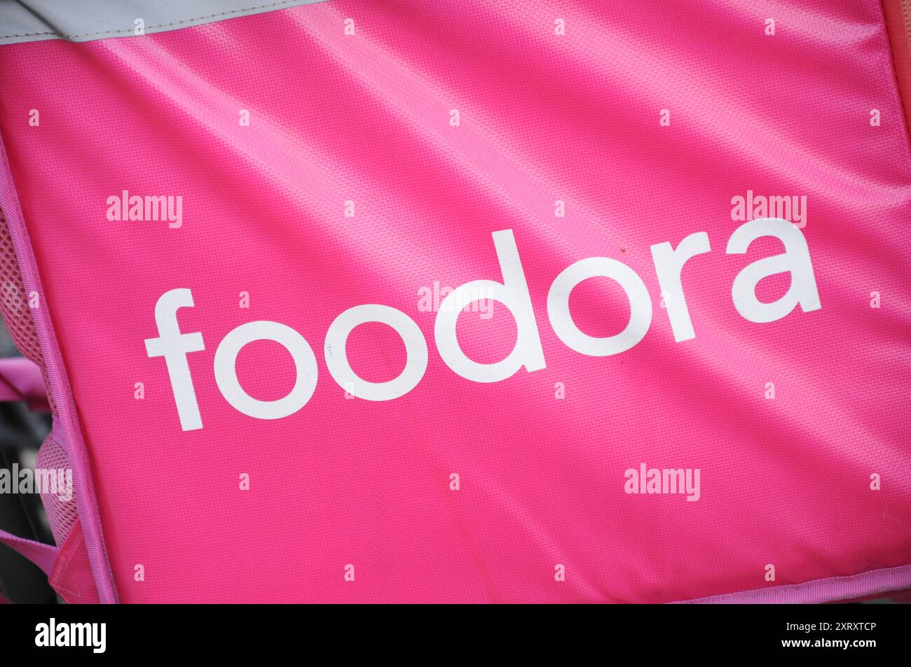 Copenhagen/ Denmark/12 August 2024/ Foodora delivery man in danish ...