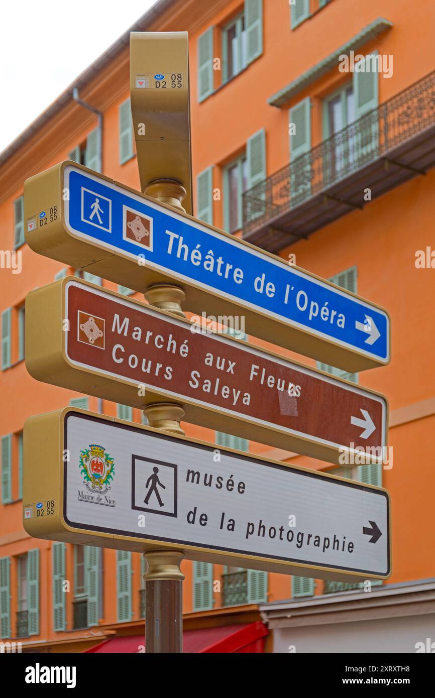 Nice, France - January 31, 2018: Direction Arrows Tourist Information ...